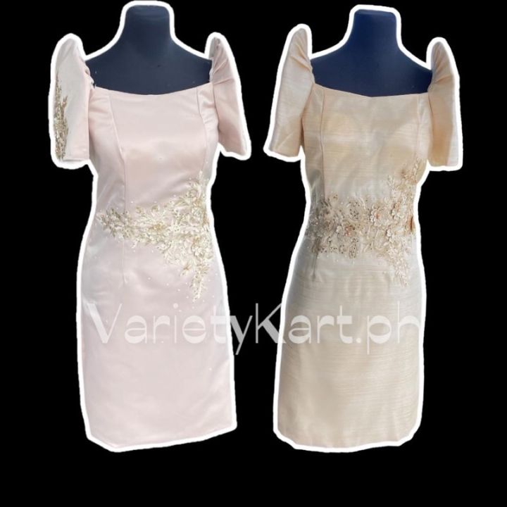 Modern filipiniana Dutchess / Organza Knee Length Dress | Lazada PH