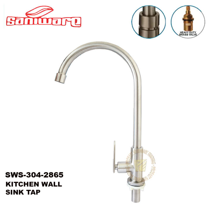Saniware SWS - 304 - 2865 Stainless Steel Kitchen Wall Sink Tap | Lazada