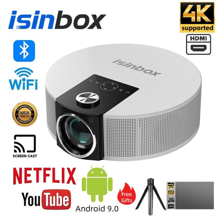 isinbox Android Projector Q10 WiFi Bluetooth Projector 4K HD Projector ...