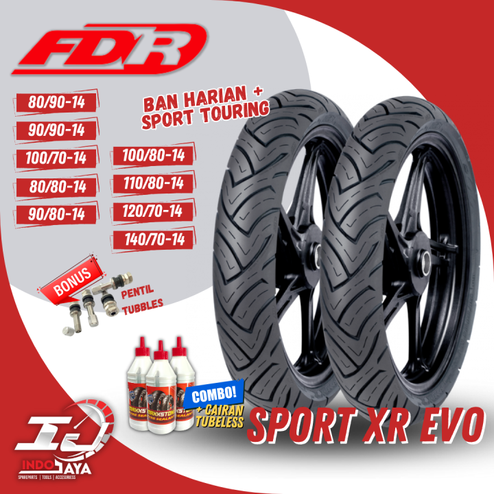 (FREE PENTIL BESI) BAN LUAR FDR SPORT XR EVO (80/90 - 90/90 - 100/70 ...