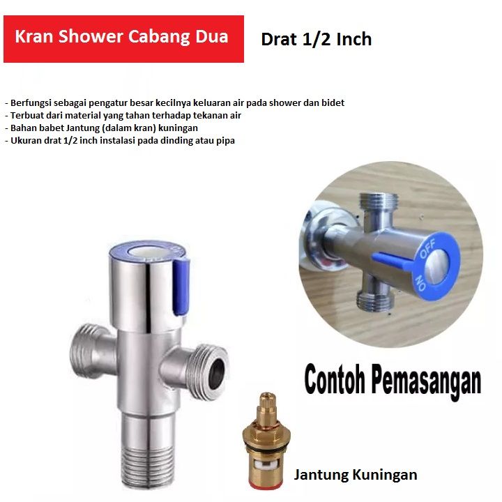 Sopo Ngiro Stop Kran Cabang T Sus 304 Untuk Kran Shower Toilet Closet Jet Shower / Sambungan ...