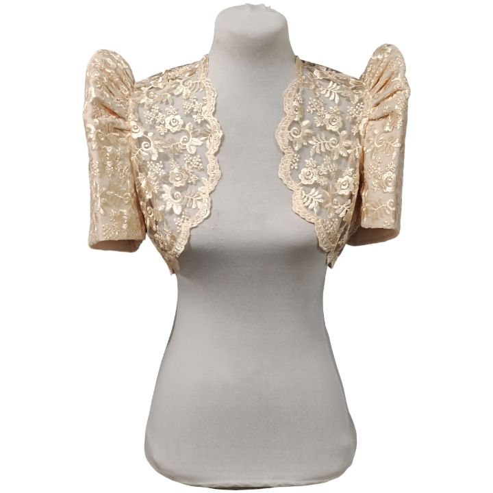Modern Filipiniana Bolero CROP Lace PREMIUM QUALITY Color Beige | Lazada PH