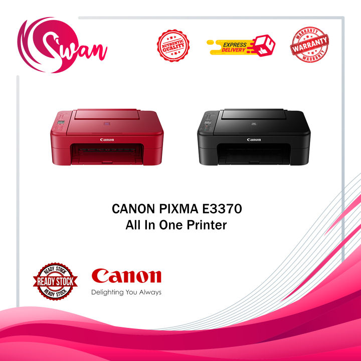 CANON PIXMA E3370 All In One Printer - Compact Wireless All-In-One with LCD [BLACK & RED] | Lazada