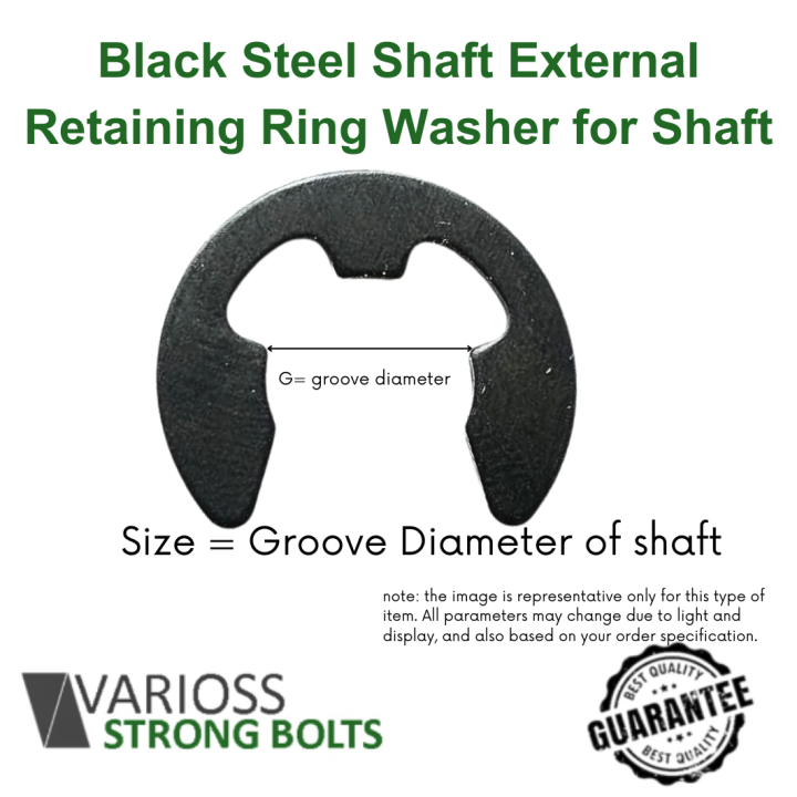E Clip Snap Circlip Washer Black Steel Shaft External Retaining Ring ...