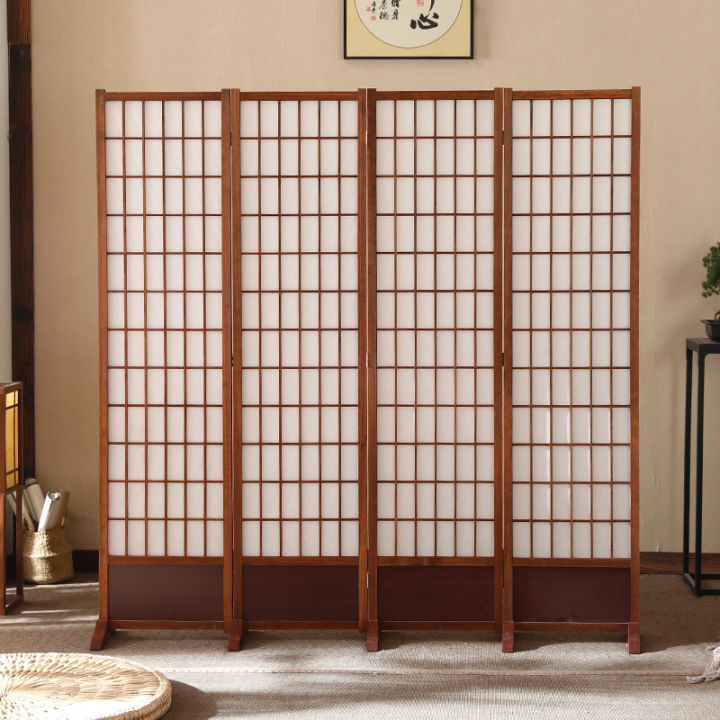 Japanese screen partition living room folding mobile grid folding ...