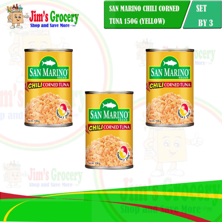 JMY SAN MARINO CHILI CORNED TUNA 150G (YELLOW) (SET BY 3) | Lazada PH