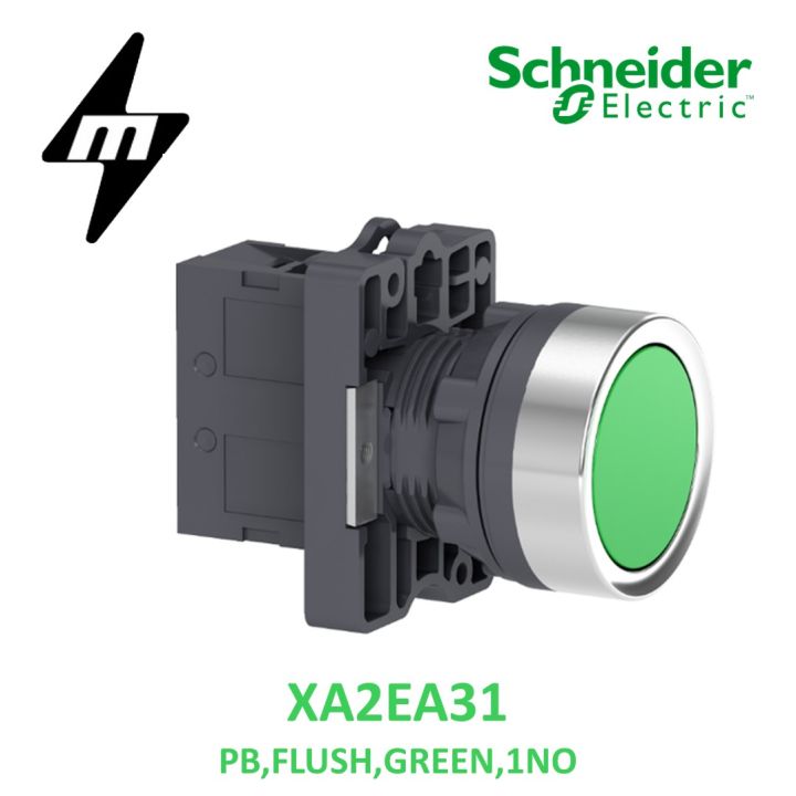 Schneider Electric XA2EA31 Push button Complete, Easy Harmony XA2, Green, flush, 22 mm, spring ...