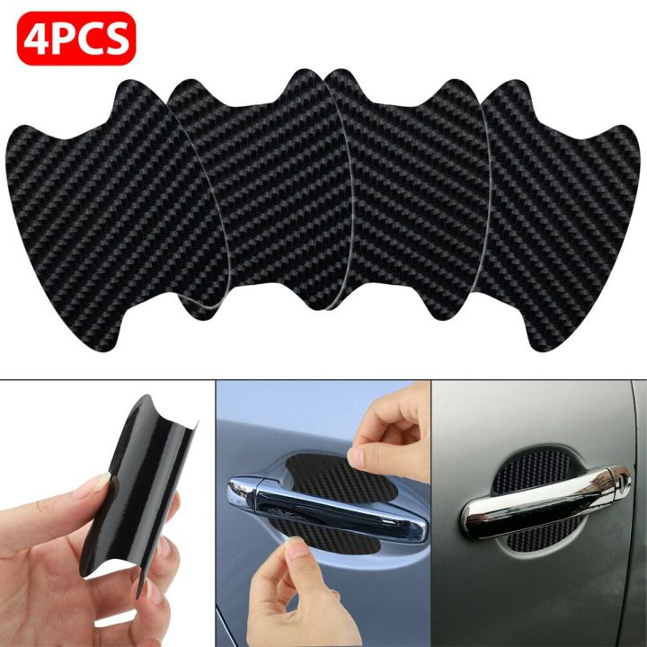 4Pcs Black Carbon Fiber Car Door Handle Bowl Protector Film Anti ...
