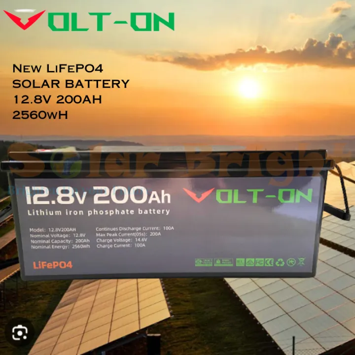 Volt-On Solar Battery LiFePO4 12.8V 200AH VOLT-ON 25.6V100AH with Built ...