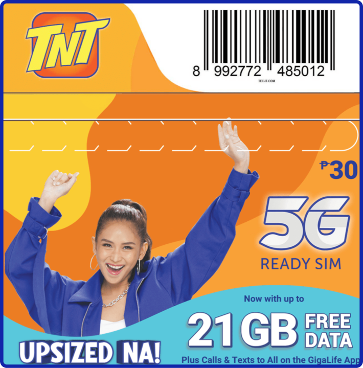 TNT 5G Ready Sim Triple Cut Brand New Fresh Free 21GB Data 10 Mini Call ...