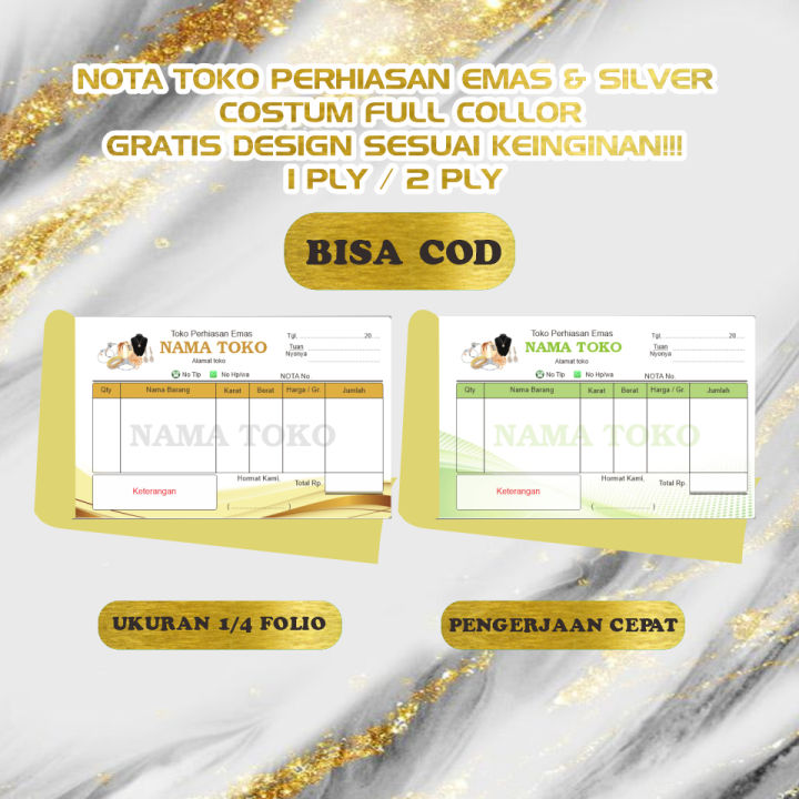 nota toko emas & perak full collor ukuran 1/4 folio gratis design v2 ...