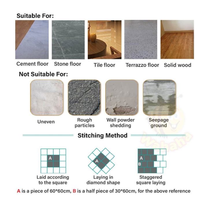 50 PCS Self-Adhesive Vinyl Tiles PVC Floor Stickers Flooring Waterproof ...