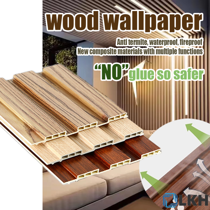High quality WPC Wall Panel Wood Wallpaper Sticker Waterproof Grille ...