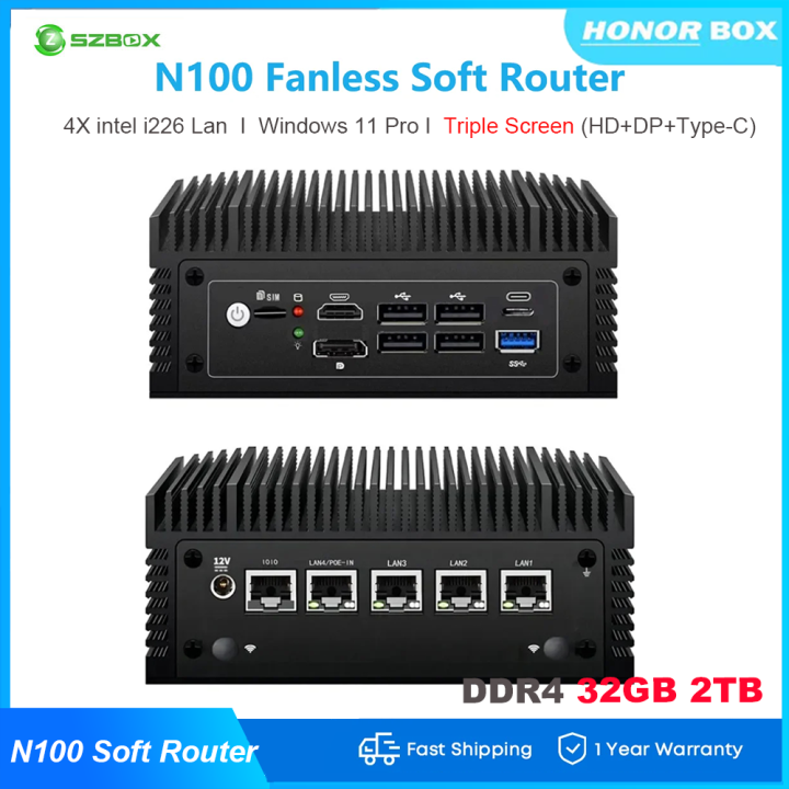 SZBOX AC8F Intel N100 POE Soft Routing 4X intel i226 Lan Industrial ...