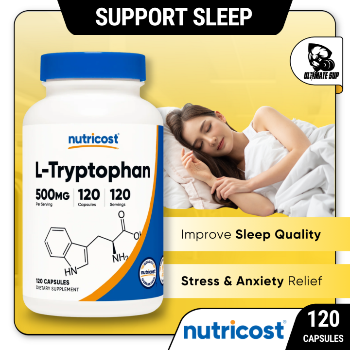 Nutricost, L-Tryptophan 500mg, Stress & Anxiety Relief, Supports ...