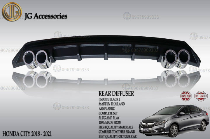 HONDA CITY 2018 2019 2020 REAR BUMPER DIFFUSER MATTE BLACK DUAL EXHAUST ...