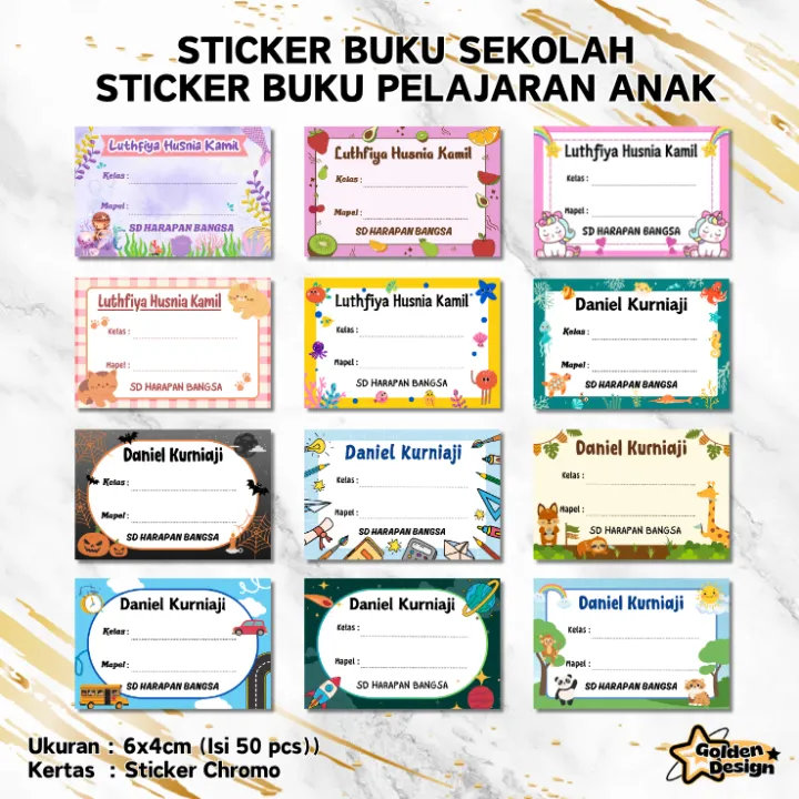 (isi 50 pcs) STICKER BUKU PELAJARAN ANAK SEKOLAH - STICKER MAPEL ...