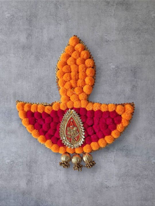 Handmade deepavali décor wall Hanging | Rangoli Mat | PomPom MDF base ...