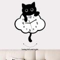 Homyl Cat Wall Clock Quiet Movement Decor Decorative Black Arabic ...
