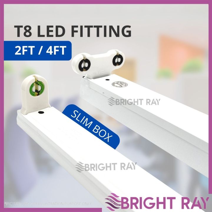 1PC SINGLE / DOUBLE T8 2FT / 4FT LED SLIM Case Tube Fitting Led Casing ...