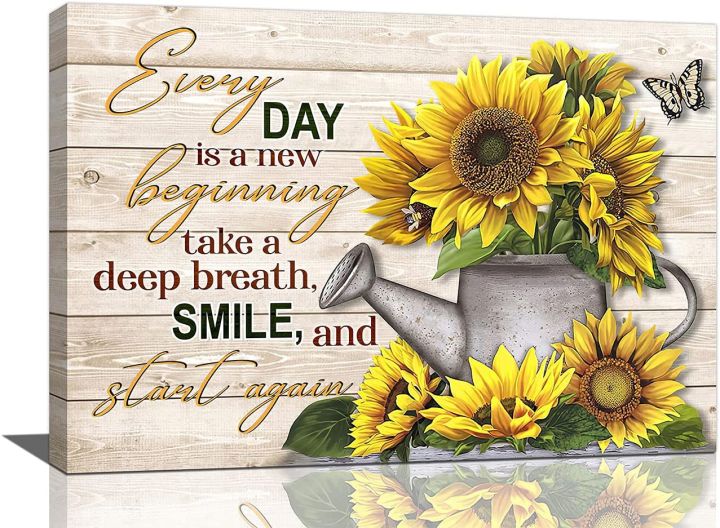 Rustic Wall Art Sunflower and Butterfly Wood Farmhouse Wall Art Canvas ...