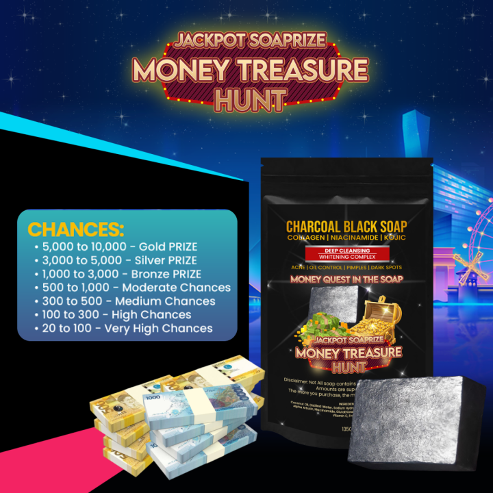 THE ORIGINAL MONEY SOAP SOAPRIZE - Black Niacinamide Soap, may pera sa loob, with real money ...