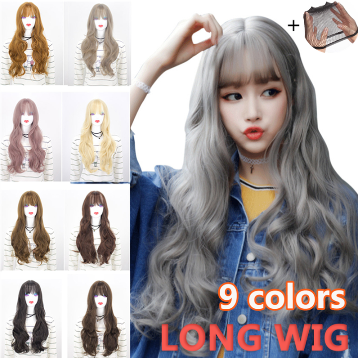 Wig Women Female Long Hair Wave Curly Hair Extensions Fake Hair Full ...