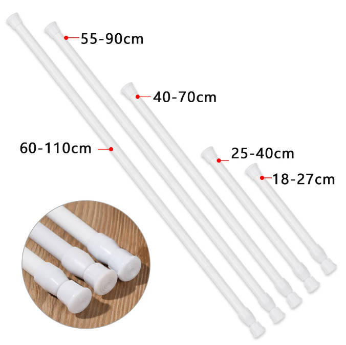 Pole Rods Multi Purpose Spring Loaded Extendable Sticks Telescopic Net ...
