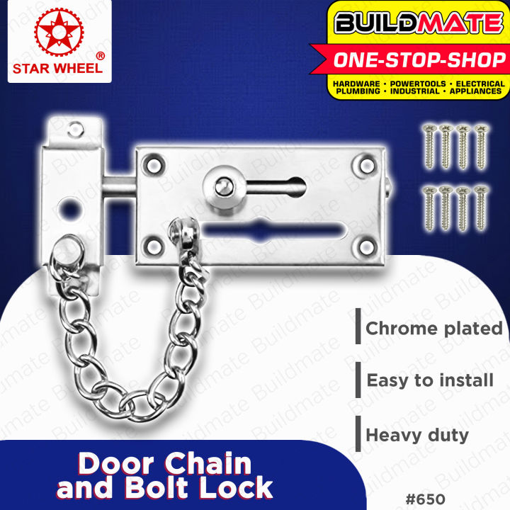 STAR WHEEL Chrome Plated Door Bolt Chain and Bolt Lock #650 CP ...