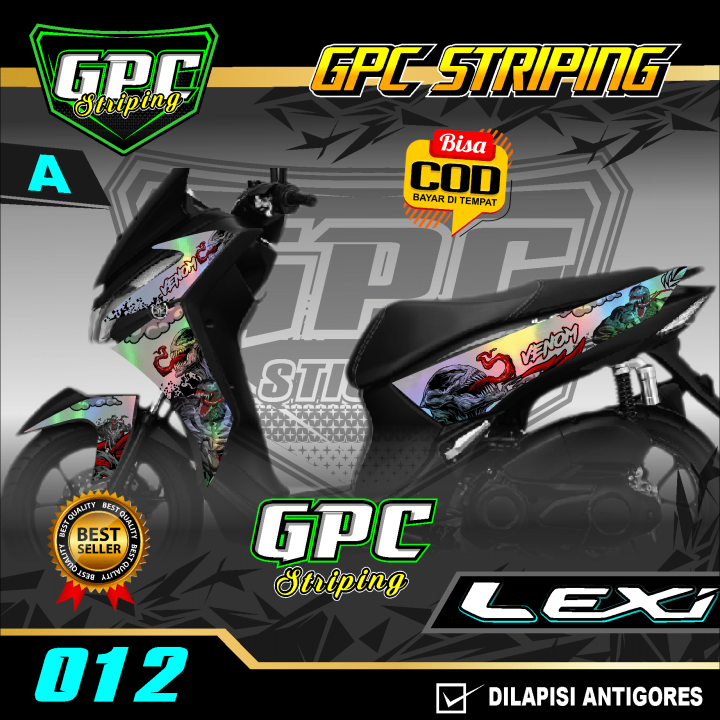STICKER STRIPING LIST VARIASI HOLOGRAM YAMAHA LEXI DESAIN VENOM GPC 012 ...