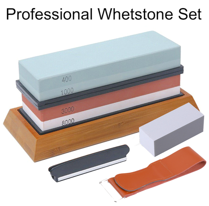 Japanese Whetstone Set 400/1000 & 3000/8000 Grit Sharpening Water Stone ...