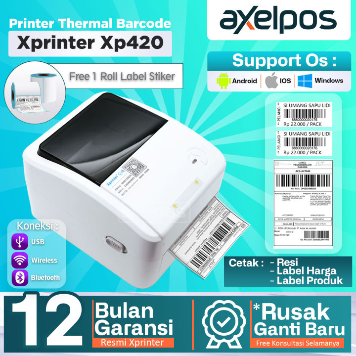 Printer Thermal Barcode Label A6 Usb Bluetooth Wifi Xprinter Xp420B ...