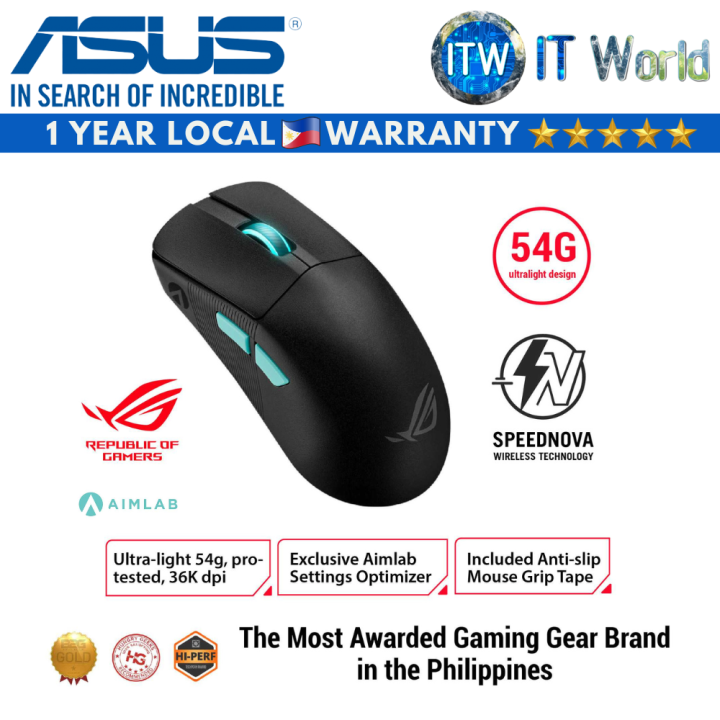Itw | Asus ROG Harpe Ace Aim Lab Edition Wireless Gaming Mouse, 54 g Lightweight, 2.4GHz RF ...