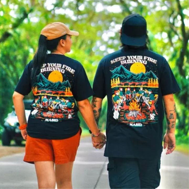 MASID Short Sleeve T-Shirt Men's Women's Universal Round Neck Loose ...