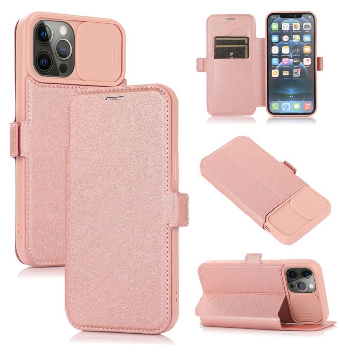 Flip Case For iPhone 13 14 Pro Max Leather Cover with Card Slots Camera ...