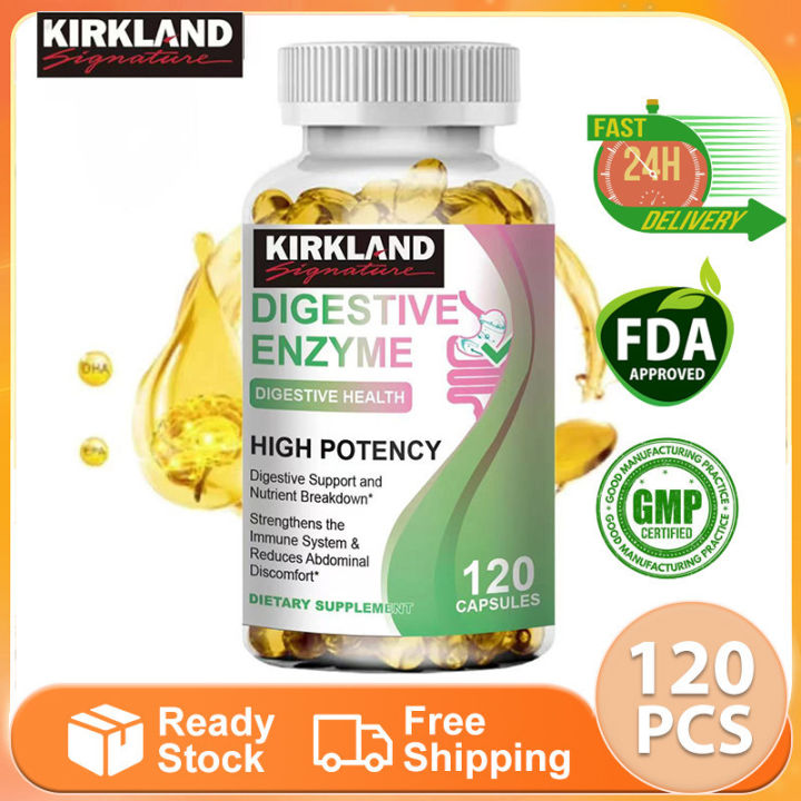 KIRKLAND Digestive Enzyme Capsules With Probiotics Support Better Digestion & Lactose Absorption ...