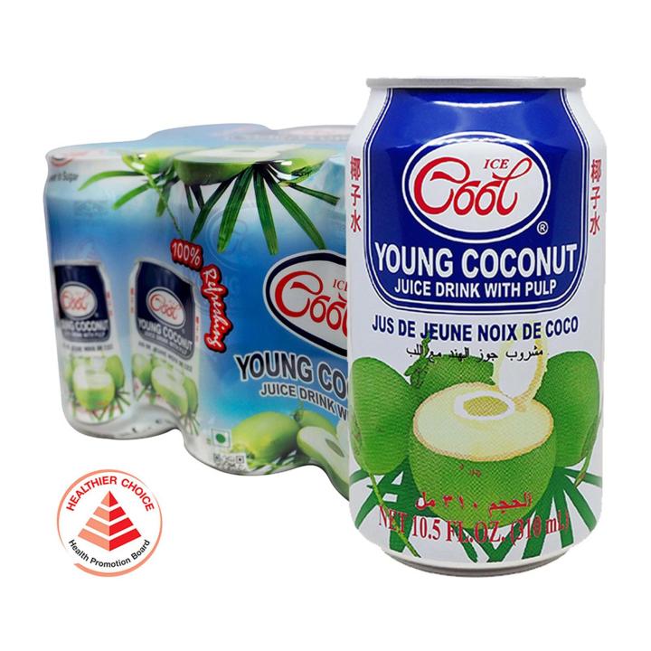 ICE COOL Young Coconut Juice With Pulp (310ML x 6) | Lazada Singapore
