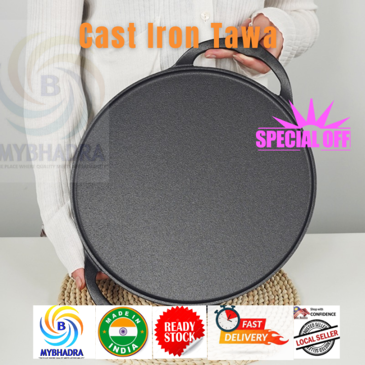 Preseasoned Cast Iron Crepe Pan / Tawa 30 CM . Mudah masak Thosai, Dosa ...