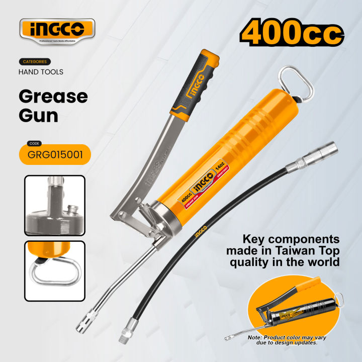 Ingco 14oz Heavy-Duty Grease Gun Manual Lubricant Injector Applicator ...