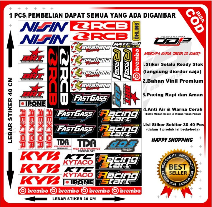 STICKER PACK SPONSOR RACING RCB HG FASTGASS SSS MOTUL VARIASI RACERTEES ...