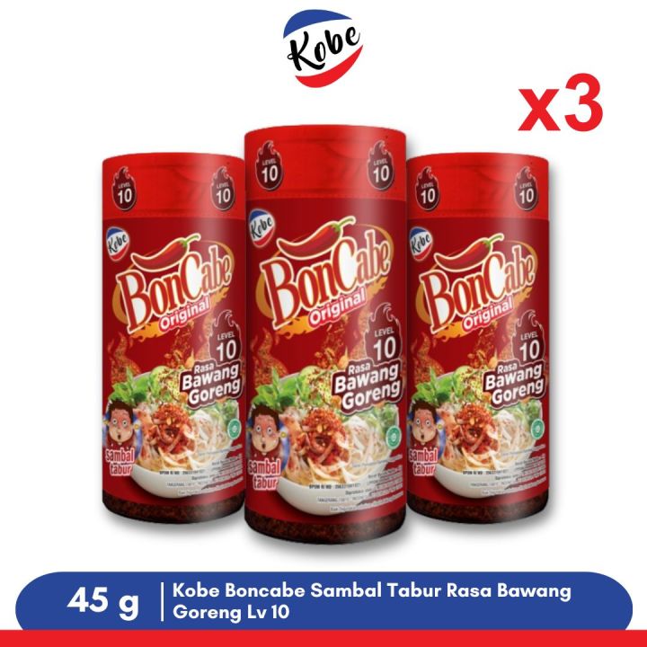 [Paket Isi 3] Kobe Boncabe Sambal Tabur Original Rasa Bawang Goreng (Lv 10) Botol 45Gr | Lazada ...