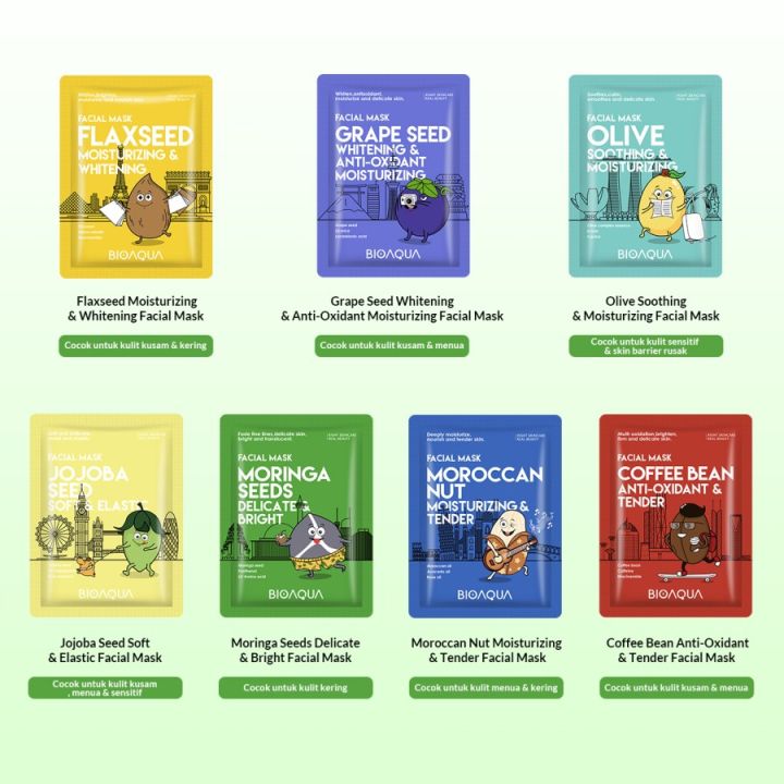 BIOAQUA Sheet Mask Masker Wajah Tissue Varian Biji Buah Series Face ...