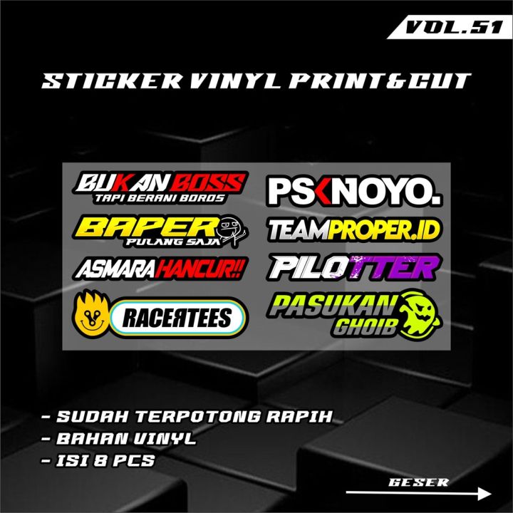 Sticker Racing Vinyl Pack Print & Cut Stiker Motor | Lazada Indonesia