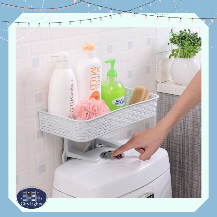 Punch-Free Bathroom Shelf Toilet Plastic Storage Rack | Lazada PH