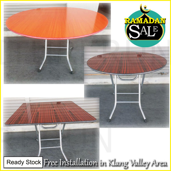 🌙Hari Raya Sale 🌿🌟3ft /4ft diameter Round/Square Table with Glossy Melamine Top and Foldable ...