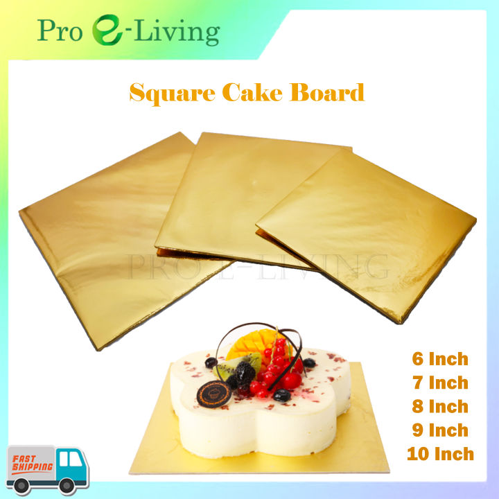 Square Cake Board / Papan Kek Empat Segi - GOLD (6/7/8/9/10 Inch) | Lazada