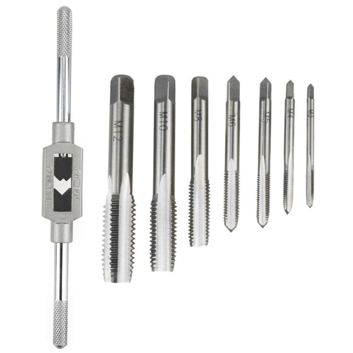 8 in 1 Tap Tool Set Thread Metric Machine Hand Screw Thread Plug Taps ...