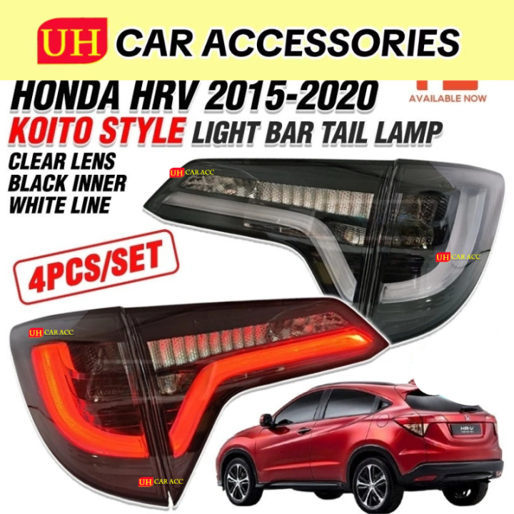 HONDA HRV 2015 - 2020 KOITO STYLE LIGHT BAR TAIL LAMP ( CLEAR + BLACK ...