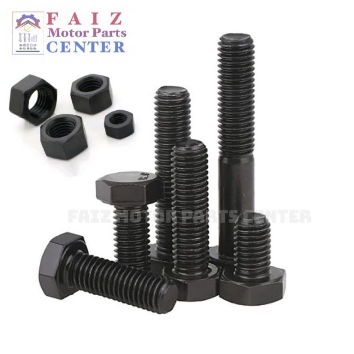 HIGH TENSILE 3/8x3/4 inch up to 3/8x4 inches HEX. bolt with nut HIGH CARBON STEEL (ROUGH THREAD ...