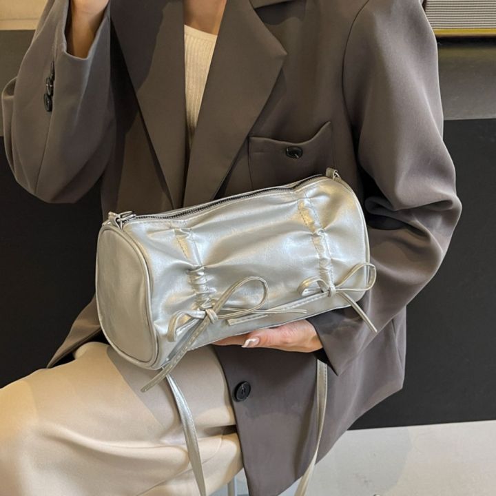 DWT9814 Korean Style Bow Handbag Pleated Balletcore Bow Tie Shoulder ...